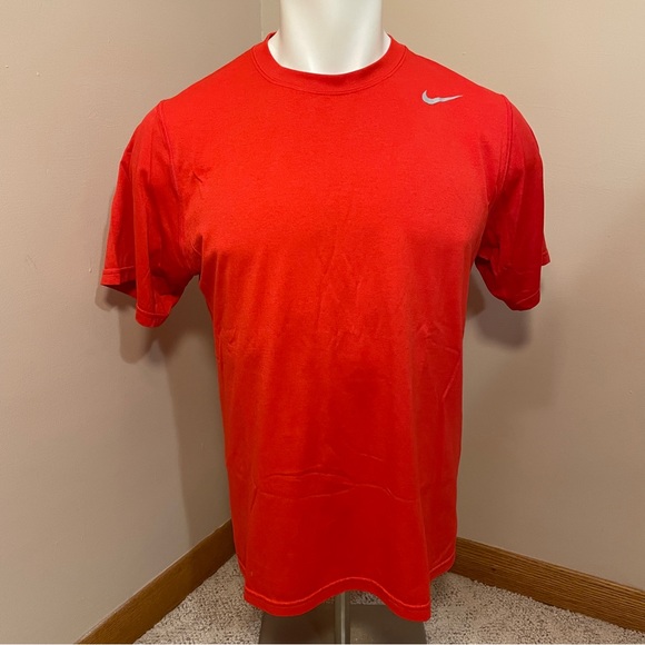 Nike | Shirts | Nike Dri Fit Red Orange Workout Short Sleeve Shirt ...